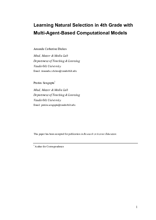 (PDF) Learning Natural Selection in 4th Grade with Multi-Agent-Based Computational Models.