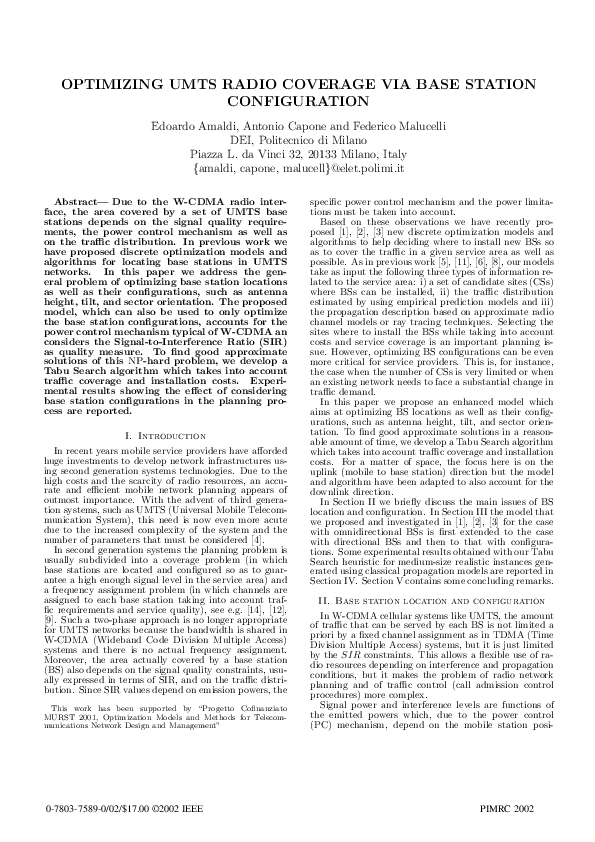 (PDF) Impact of base station locations and antenna orientations on UMTS radio network capacity ...