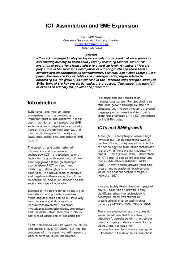 (PDF) ICT assimilation and SME expansion