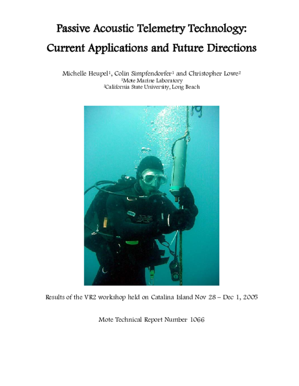 (PDF) Passive acoustic telemetry technology: current applications and ...