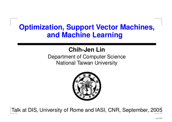 (PDF) Optimization, Support Vector Machines, and Machine Learning