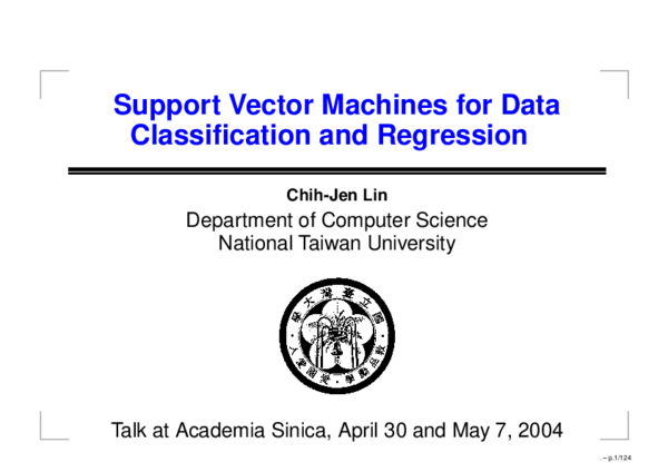 (PDF) Support Vector Machines for Data Classification and Regression