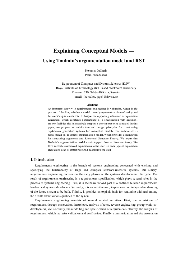 (PDF) Explaining Conceptual Models—
