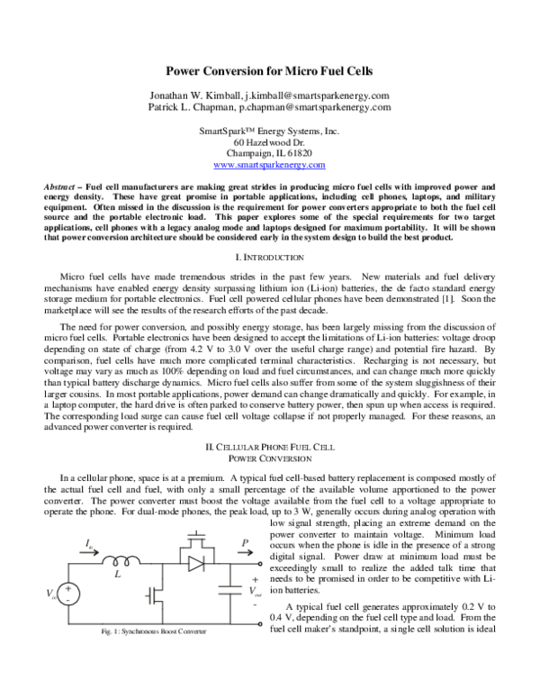 (PDF) Power Conversion for Micro Fuel Cells