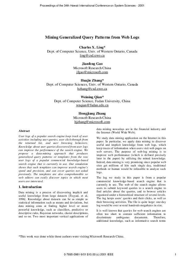 Mining Generalized Query Patterns From Web Logs 4240