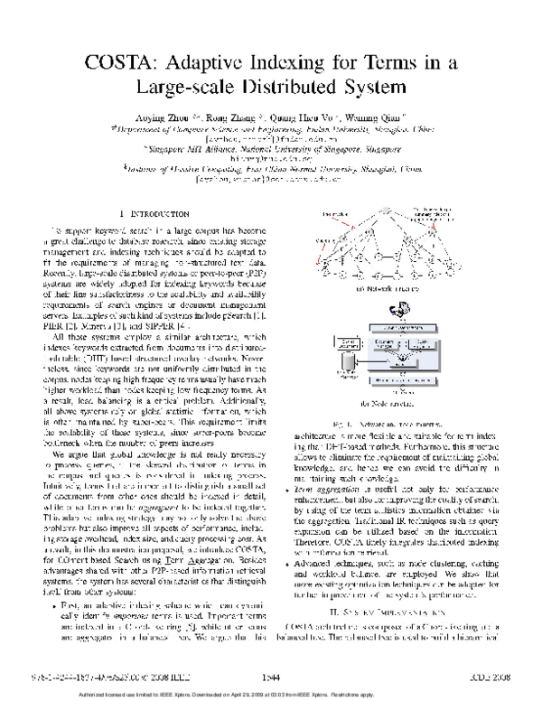 (PDF) Costa: adaptive indexing for terms in a large-scale distributed ... (PDF) Costa: adaptive indexing for terms in a large-scale distributed ...