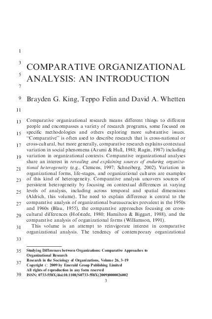 (PDF) Comparative organizational analysis: An introduction