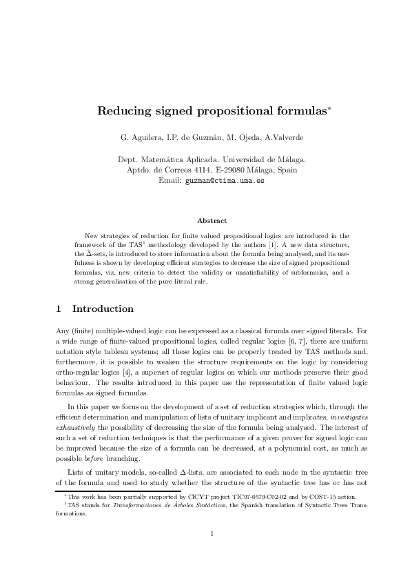 (PDF) Reducing signed propositional formulas
