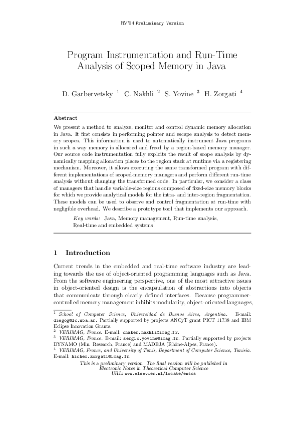 (PDF) Program instrumentation and run-time analysis of scoped memory in java
