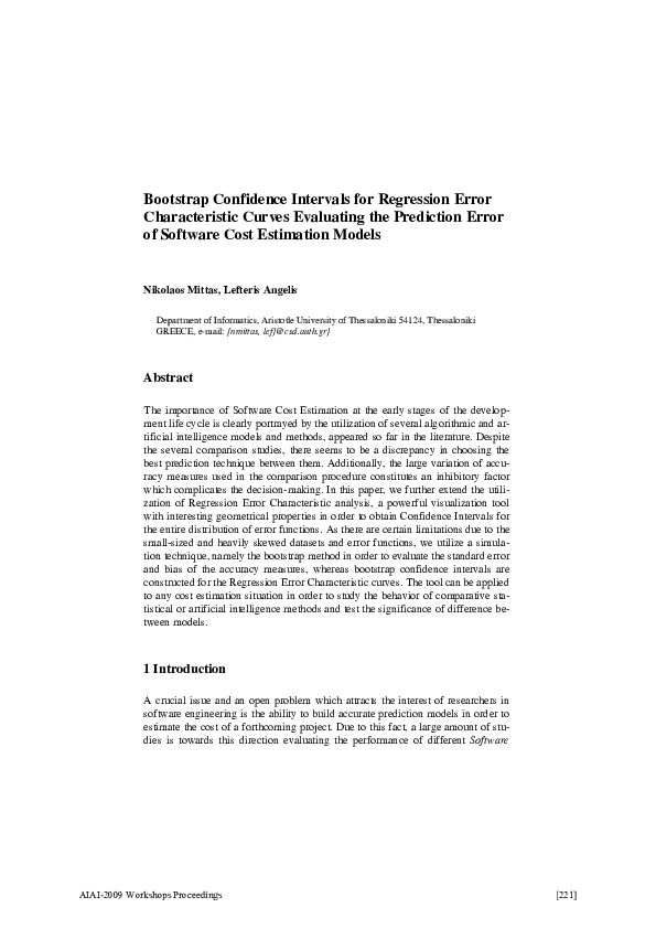 Pdf Bootstrap Confidence Intervals For Regression Error Characteristic Curves Evaluating The