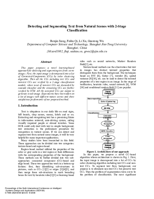 Pdf Detecting And Segmenting Text From Natural Scenes With 2 Stage Classification