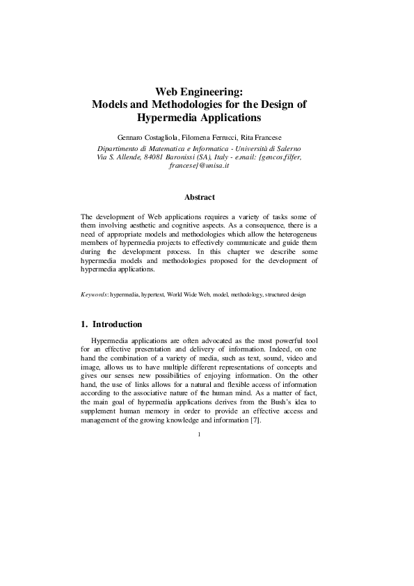 (PDF) Web engineering: Models and methodologies for the design of hypermedia applications