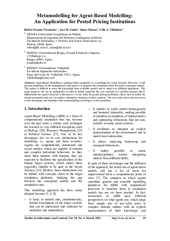 (PDF) Metamodelling for agent-based modelling: an application for posted pricing institutions