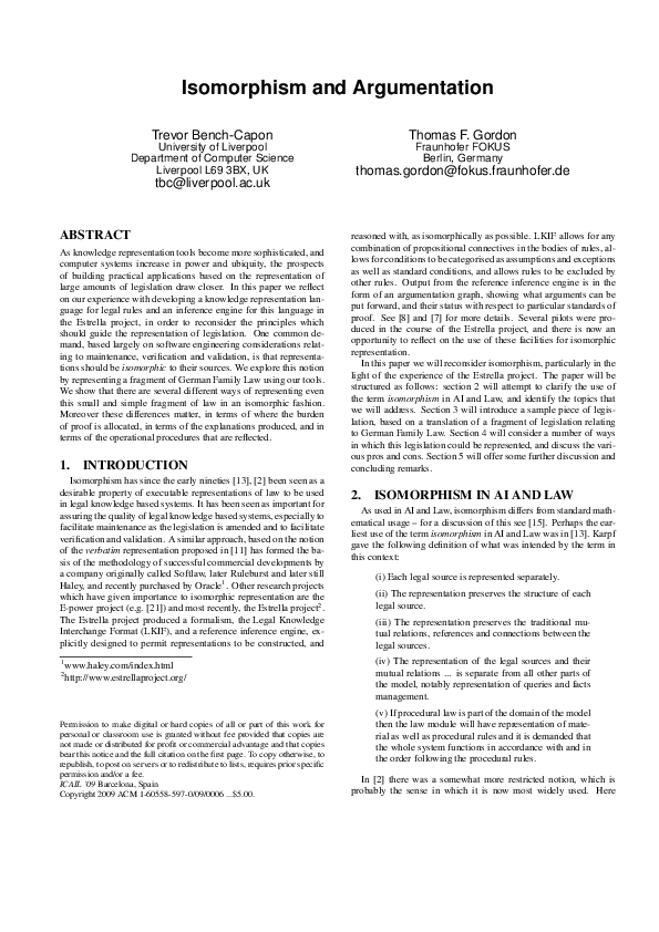 (PDF) Isomorphism and argumentation