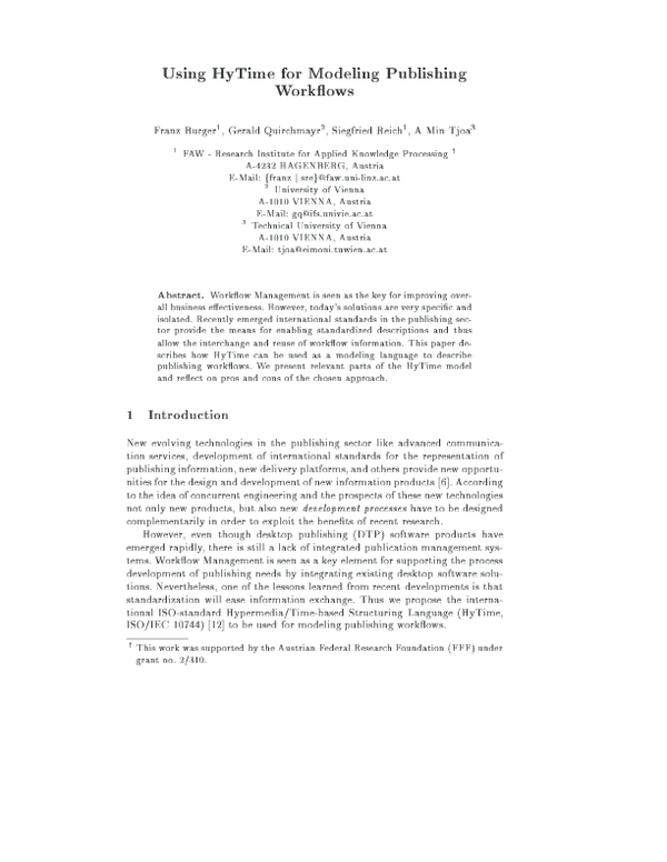 (PDF) Using HyTime for modeling publishing workflows