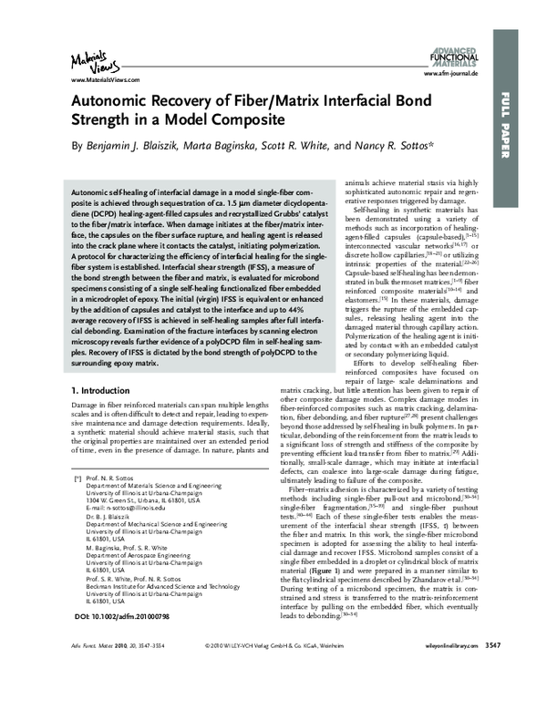 (PDF) Autonomic Recovery of Fiber/Matrix Interfacial Bond Strength in a ...