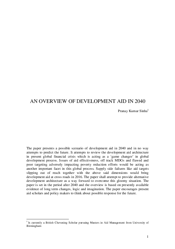 (PDF) AN OVERVIEW OF DEVELOPMENT AID IN 2040