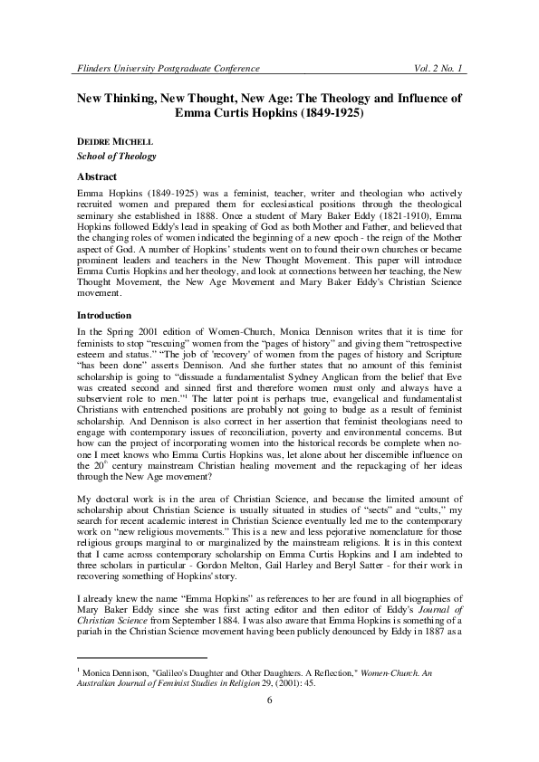 (PDF) New Thinking, New Thought, New Age: The Theology and Influence of ...