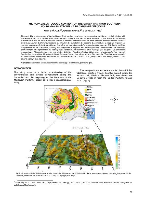 (PDF) Micropaleontological content of Sarmatian from southern Moldavian Platform - backbulge ...