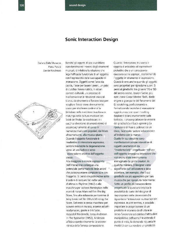 (PDF) Sonic Interaction Design