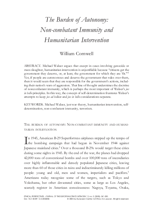 (PDF) The Burden of Autonomy: Non-combatant Immunity and Humanitarian ...