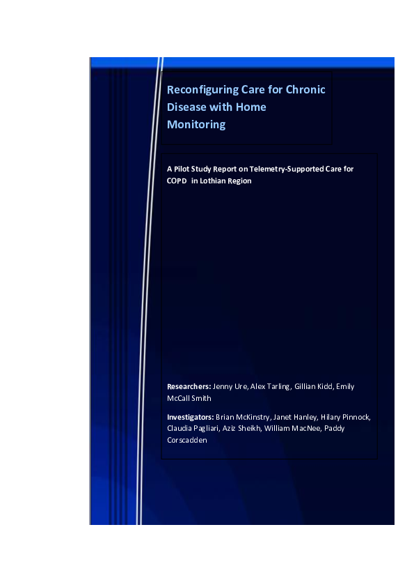 (PDF) Reconfiguring Care for Chronic Disease with Home Tele-monitoring ...