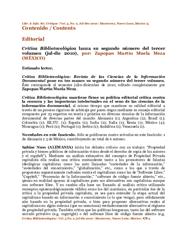 (PDF) Editorial: Crítica Bibliotecológica lanza su segundo número del ...