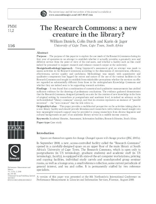 (PDF) The Research Commons: a new creature in the library?