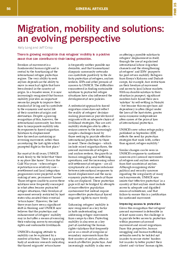 (PDF) Migration, mobility and solutions: an evolving perspective