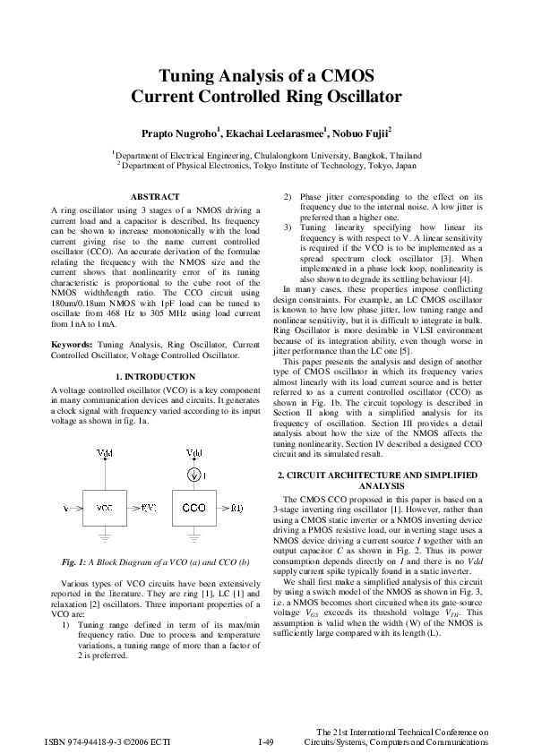 (PDF) Tuning Analysis of a CMOS Current Controlled Ring Oscillator