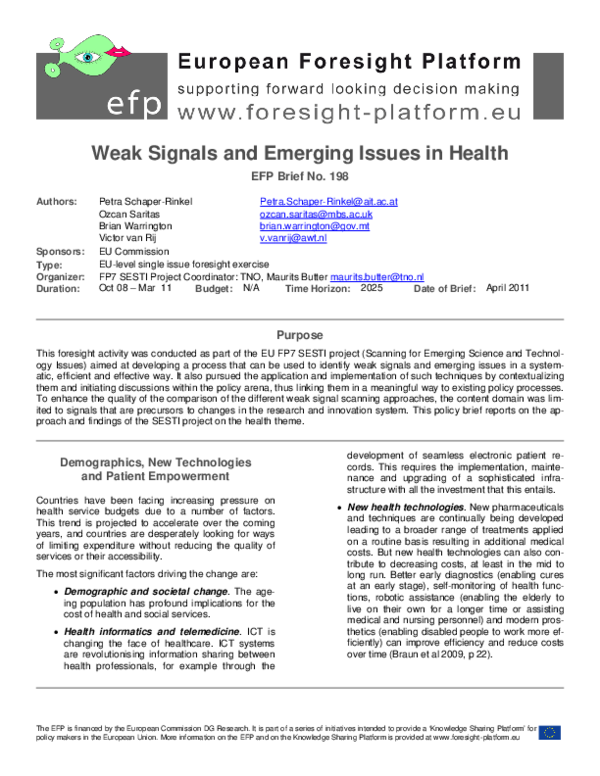 (PDF) Major trends, challenges and emerging issues in Health