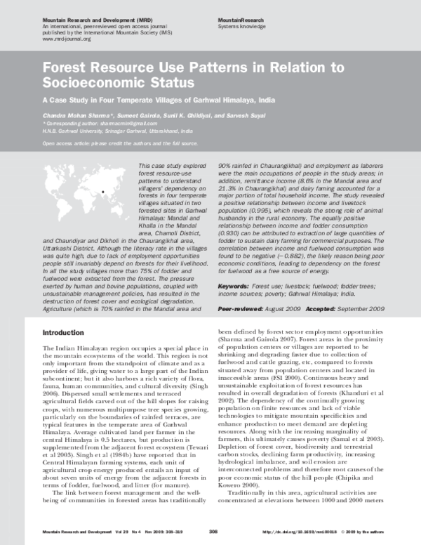 (PDF) Forest resource use patterns in relation to socioeconomic status