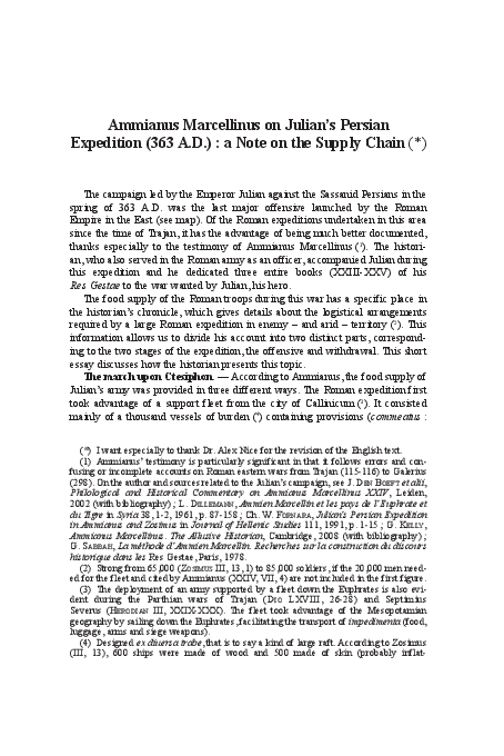 (PDF) Ammianus Marcellinus on Julian's Persian Expedition: a Note on ...