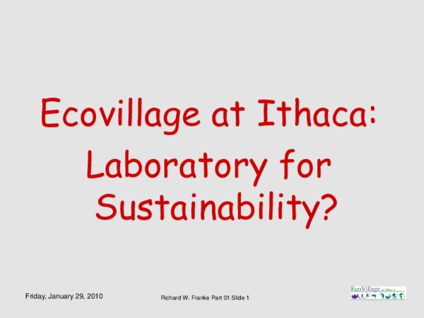 (PDF) Ecovillage at Ithaca: Laboratory for Sustainability?