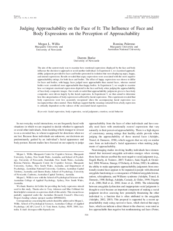 (PDF) Judging approachability on the face of it: The influence of face ...