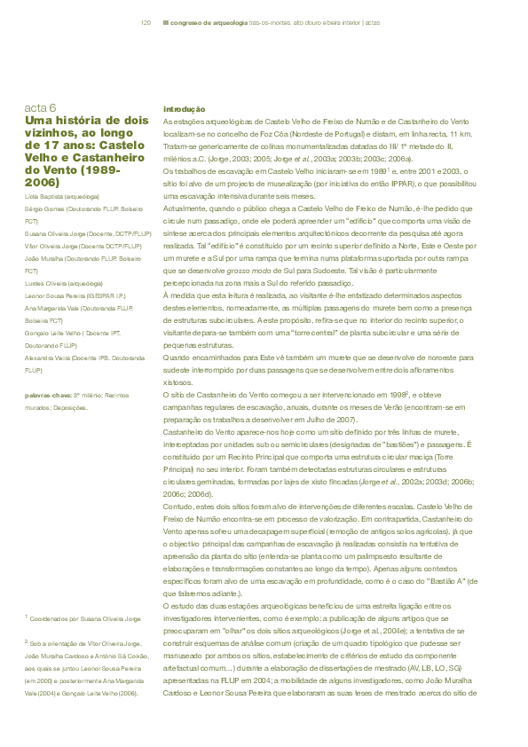 (PDF) Uma história de dois vizinhos, ao longo de 17 anos: Castelo Velho ...