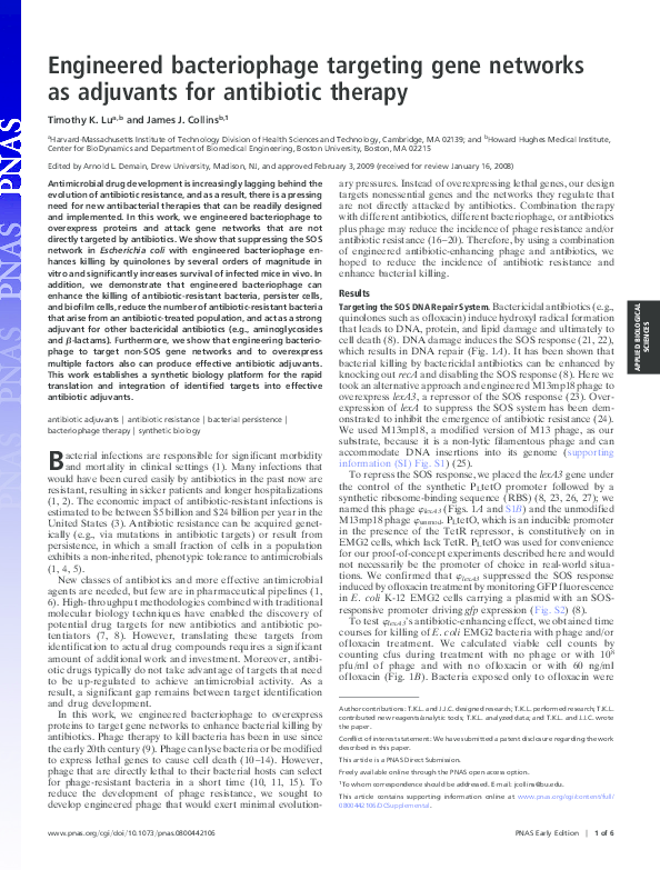 (PDF) Engineered Bacteriophage Targeting Gene Networks as Adjuvants for ...