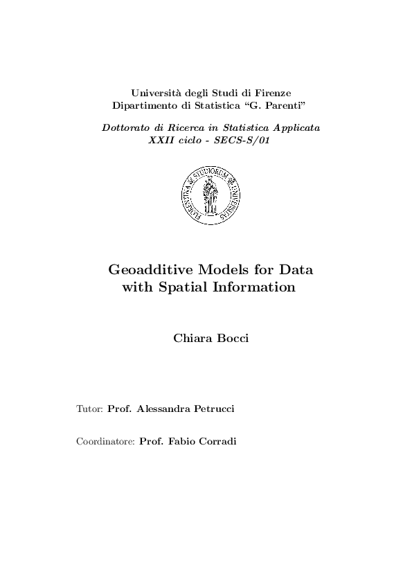 (PDF) Geoadditive Models for Data with Spatial Information