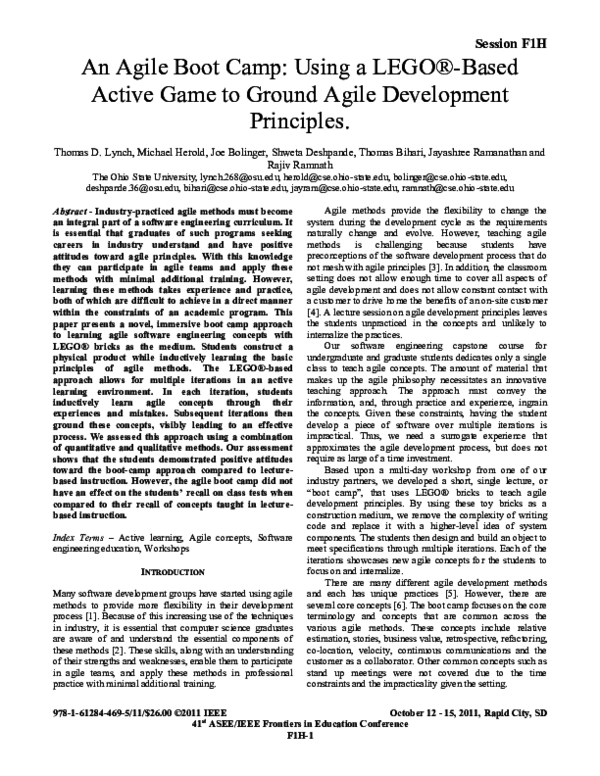 (PDF) An Agile Boot Camp: Using a LEGO®-Based Active Game to Ground Agile Development Principles.