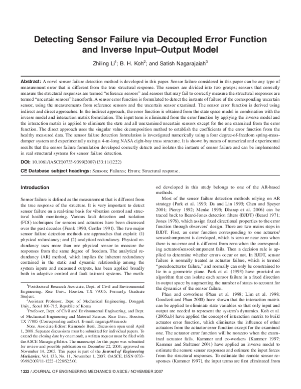(PDF) Detecting Sensor Failure via Decoupled Error Function and