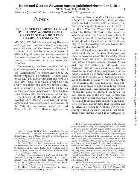 (PDF) An Unedited Fragmentary Poem by Anthony Woodville, Earl Rivers in ...