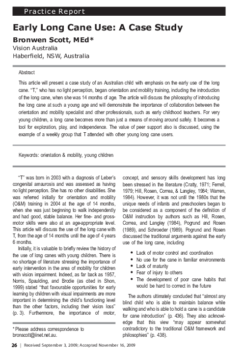 (PDF) Early Long Cane Use: A Case Study