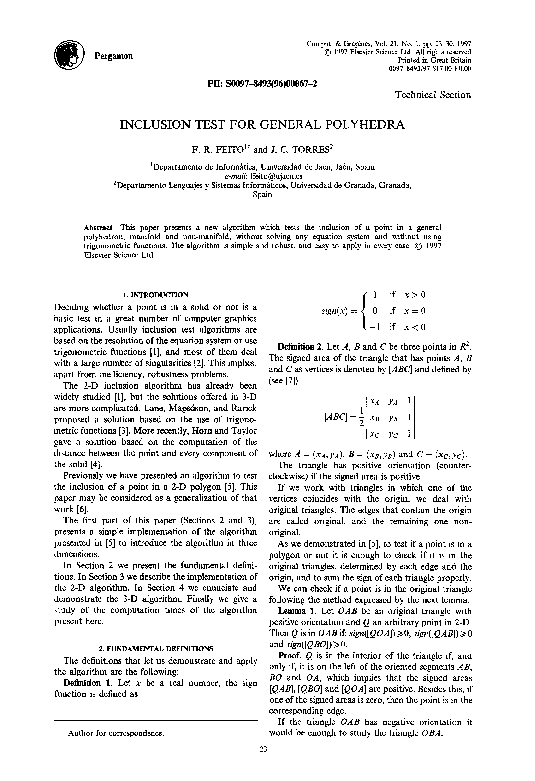 (PDF) Inclusion test for general polyhedra