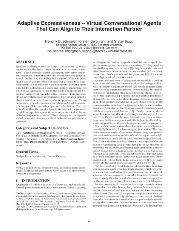 (PDF) Adaptive Expressiveness -- Virtual Conversational Agents That Can Align to Their ...