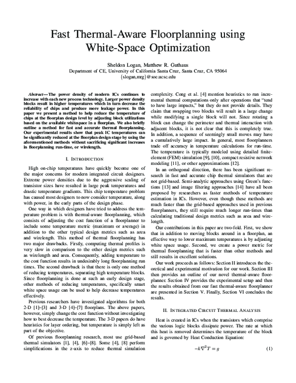 (PDF) Fast thermal-aware floorplanning using white-space optimization