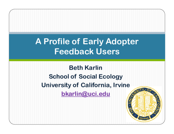 (PDF) Energy Feedback Devices: Early Adopters & Their Experiences