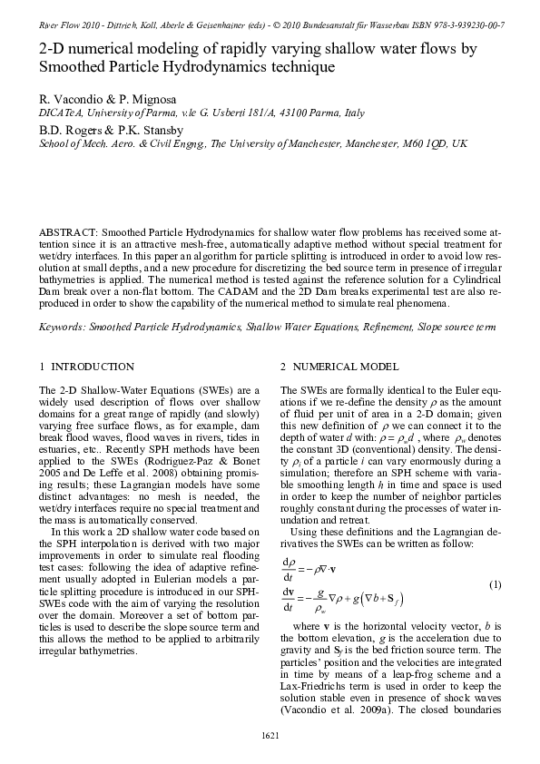 (PDF) 2-D numerical modeling of rapidly varying shallow water flows by Smoothed Particle ...