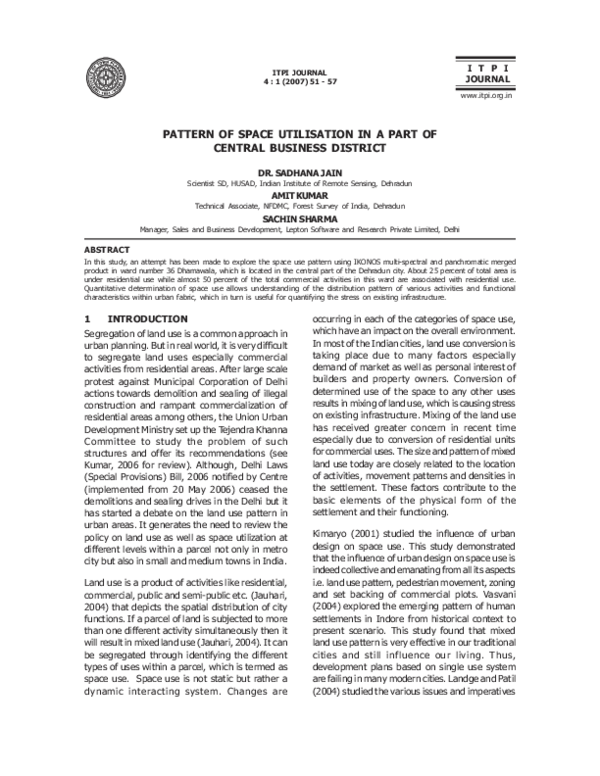 (PDF) Pattern of Space Utilisation in a Part of Central Business District