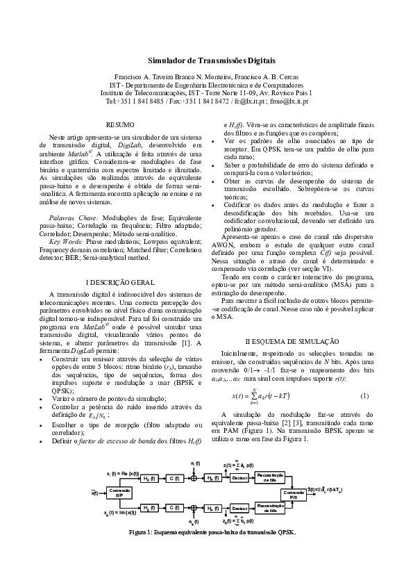 (PDF) Digital Transmissions Simulation Tool