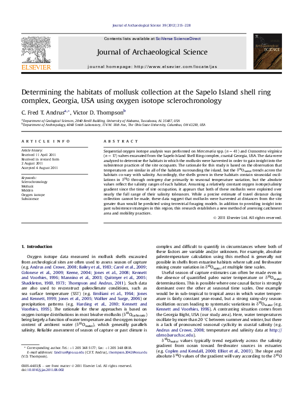 (PDF) Determining the Habitats of Mollusk Collection at the Sapelo ...